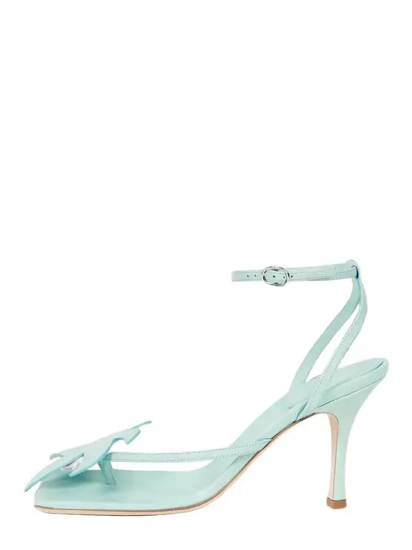 A.W.A.K.E. Mode Delta Palm-leaf Detail Leather Sandals - Blue