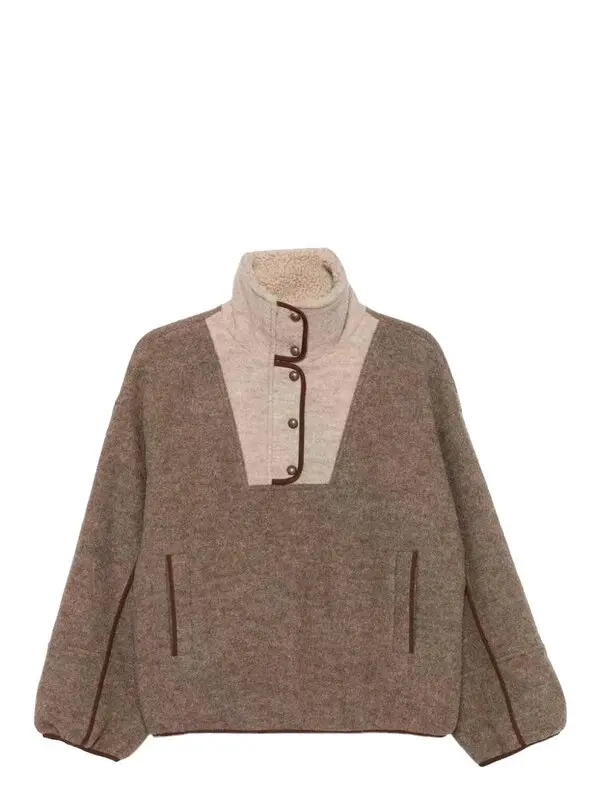 SESSUN Contrast Panel Press-stud Jacket - Brown