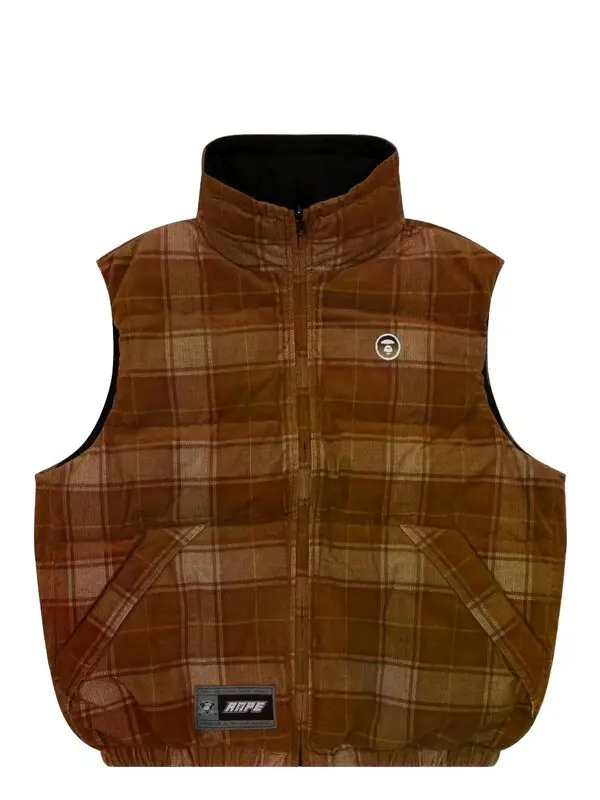 AAPE BY *A BATHING APE Moonface Logo Check Vest - Brown