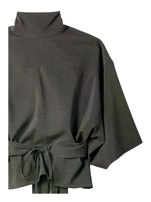 Jacquemus High-neck Tie-waist Top - Grey
