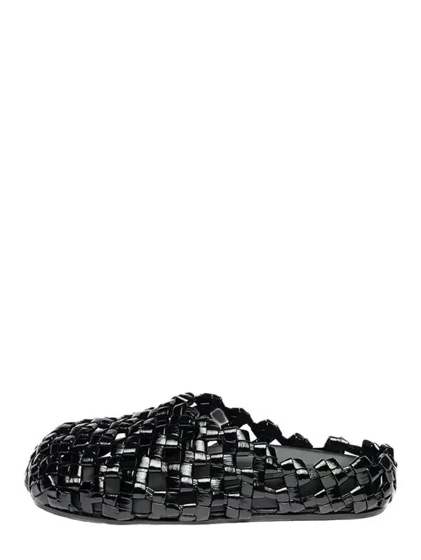 A.W.A.K.E. Mode Woven Leather Mules - Black