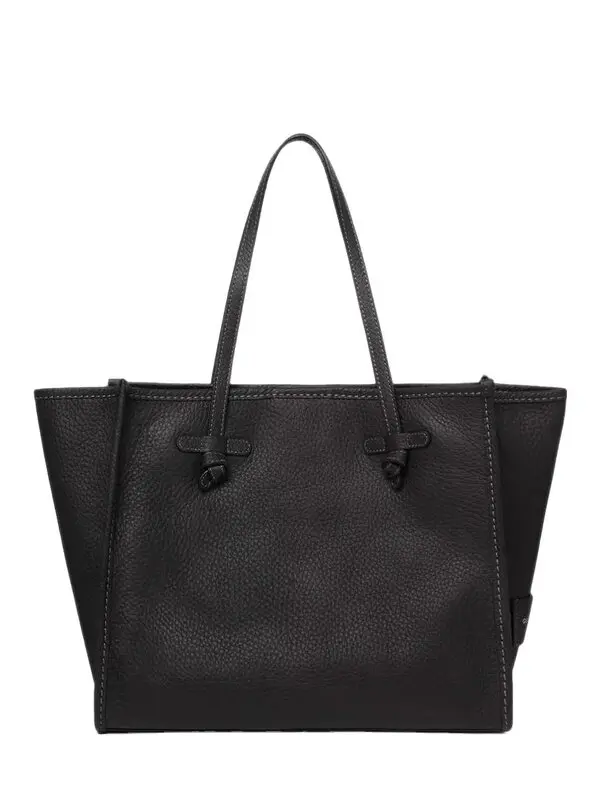 MARCELLA CLUB Large Knotted Leather Tote Bag - Black