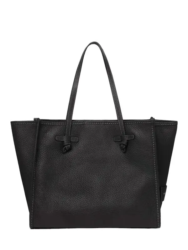 MARCELLA CLUB Large Knotted Leather Tote Bag - Black