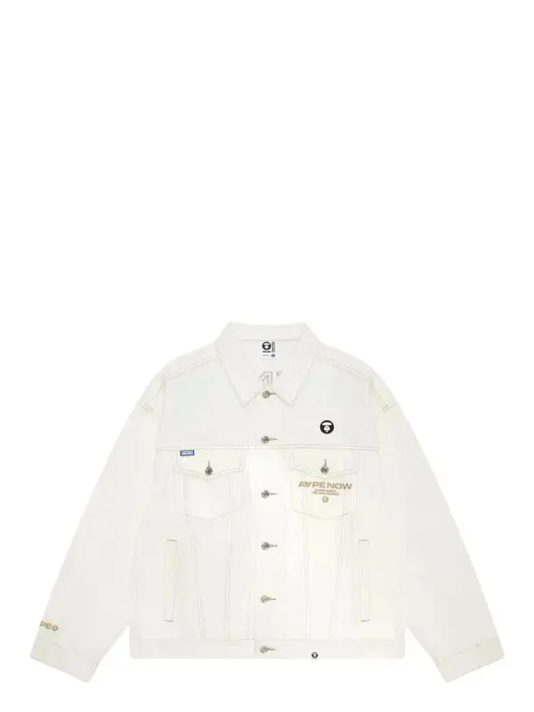 AAPE BY *A BATHING APE Moonface Embroidered Denim Jacket - White