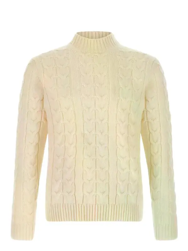 ZANONE Braided-knit Mock Neck Sweater - Neutrals