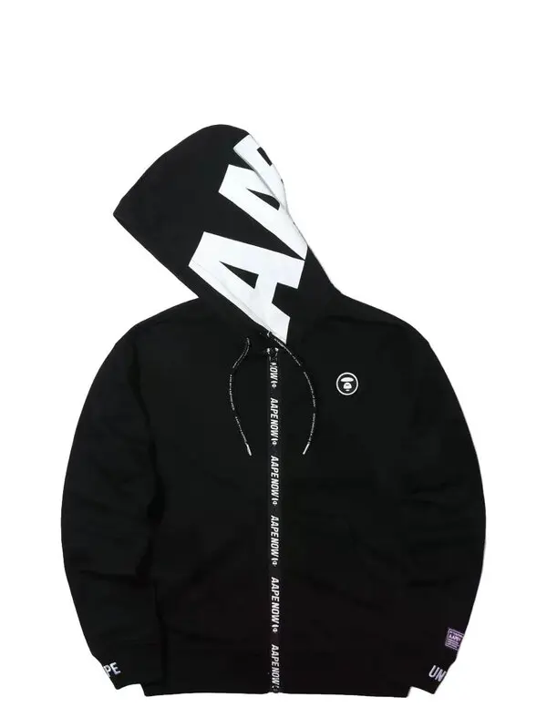 AAPE BY *A BATHING APE Logo-patch Zip-up Hoodie - Black