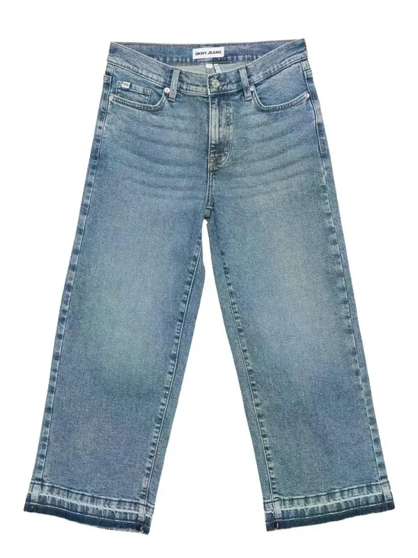 Dkny Wide-leg Jeans With Raw Hem - Blue