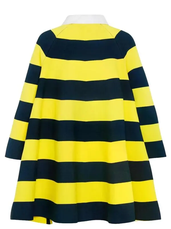 A.W.A.K.E. Mode Striped Asymmetric Collar Mini Dress - Yellow