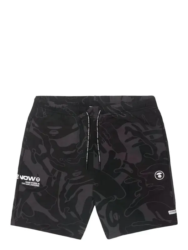 AAPE BY *A BATHING APE Moonface Camouflage Print Shorts - Black