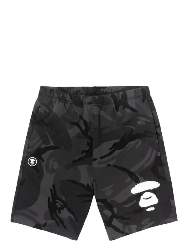 AAPE BY *A BATHING APE Camouflage Print Moonface Shorts - Black