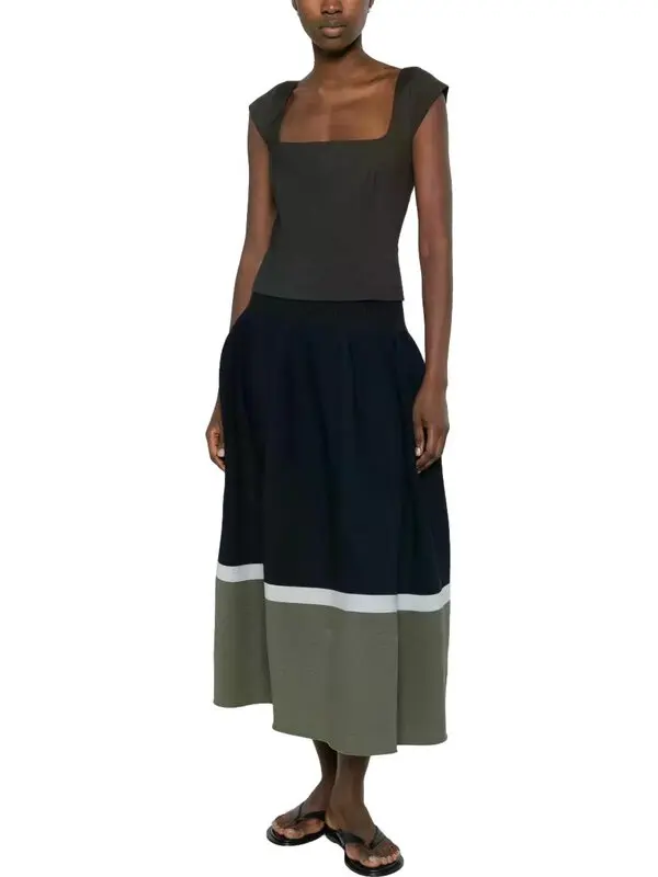 CFCL Color-block Pleated Maxi Skirt - Blue