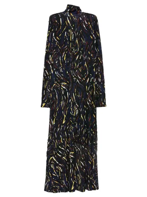 Proenza Schouler White Label Abstract Print High-neck Maxi Dress - Blue