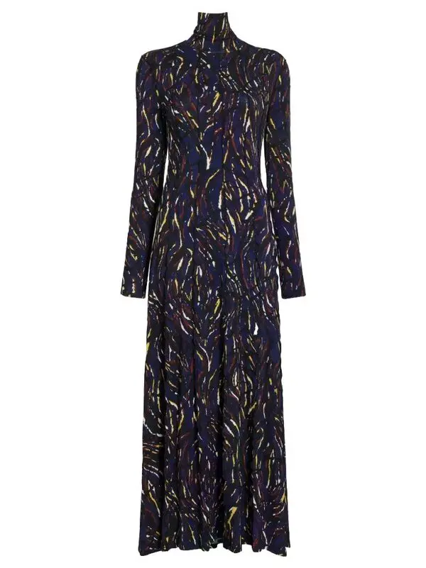 Proenza Schouler White Label Abstract Print High-neck Maxi Dress - Blue