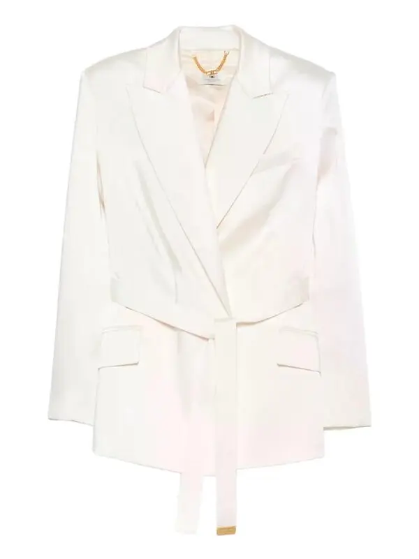 Elisabetta Franchi Belted Satin Blazer - Neutrals