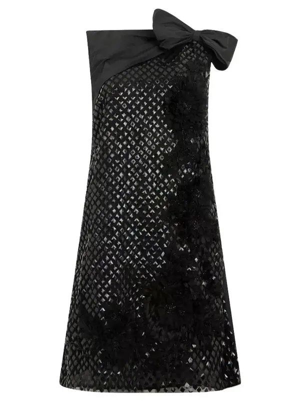 Alberta Ferretti Bow Detail Strapless Mini Dress - Black