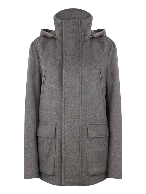 Herno Hooded Cashmere Coat - Grey