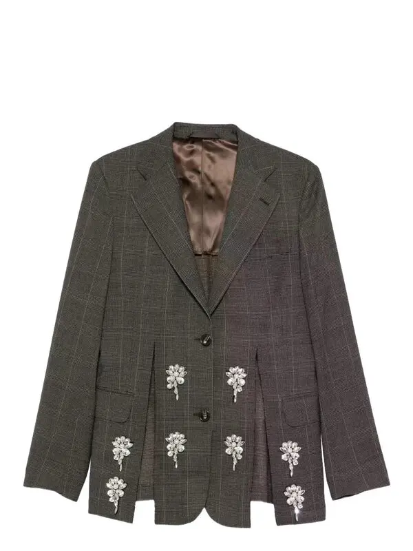 Simone Rocha Embellished Prince Of Wales Check Blazer - Grey