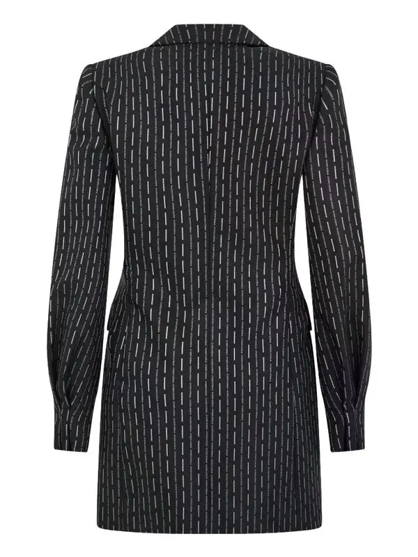 Alberta Ferretti Pinstripe Notched Lapel Blazer - Black