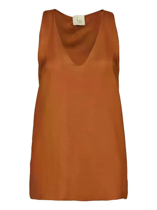 PAULA Serena V-neck Silk Tank Top - Orange