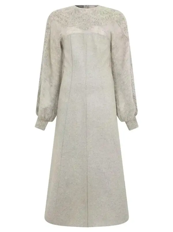 Alberta Ferretti Long Sleeve Midi Dress - Grey