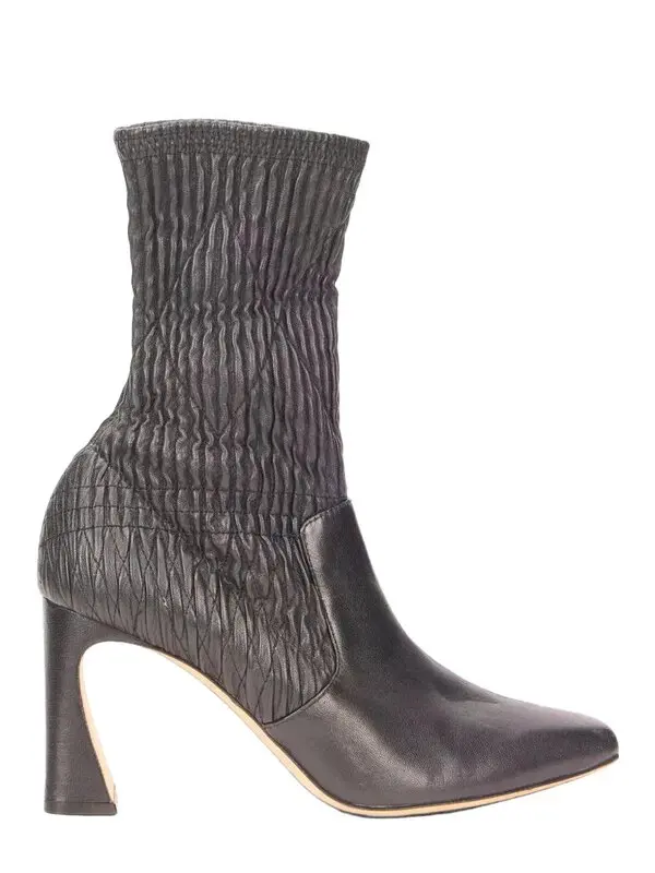 Alberta Ferretti Quilted Ruched Ankle Boots - Black
