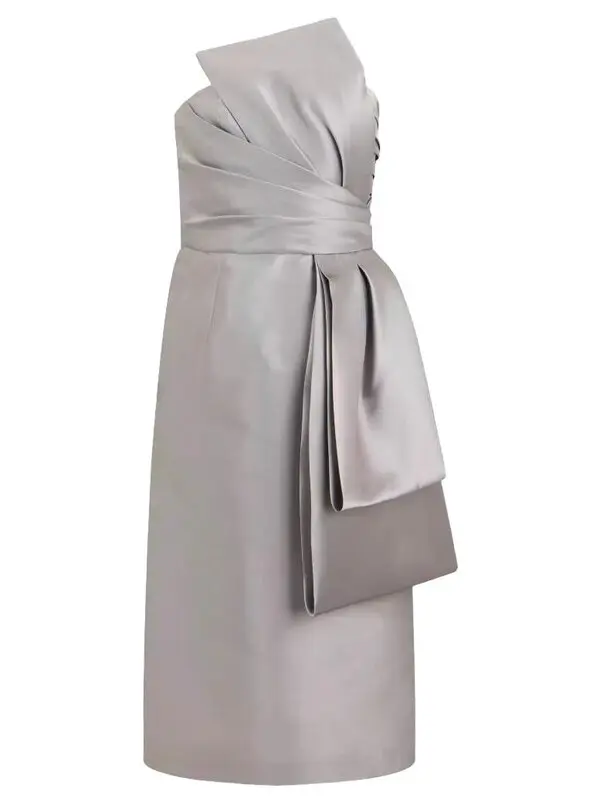 Alberta Ferretti Draped Bow-detail Midi Dress - Grey