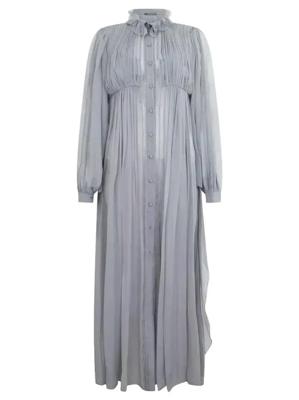 Alberta Ferretti Maxi Dress With Ruffled Collar - Grey