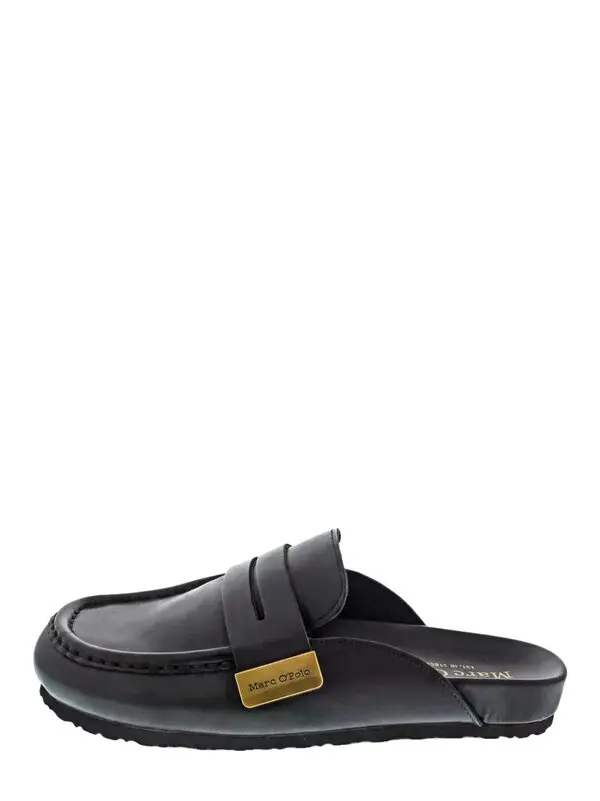 Marc O'polo Leather Penny Strap Mules - Black