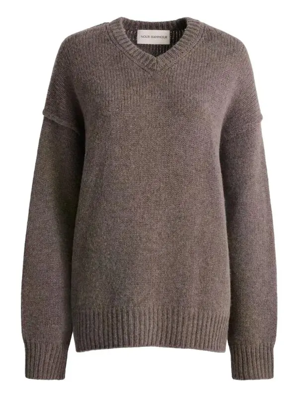 Nour Hammour Jude V-neck Sweater - Brown
