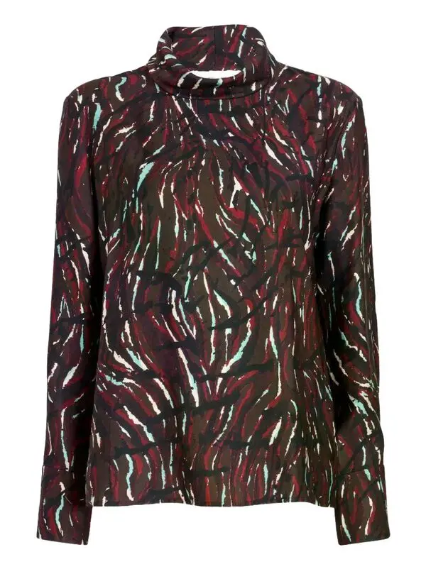 Proenza Schouler White Label Abstract Print High Neck Top - Brown