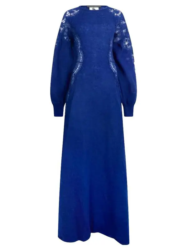 Alberta Ferretti Lace Insert Maxi Dress - Blue