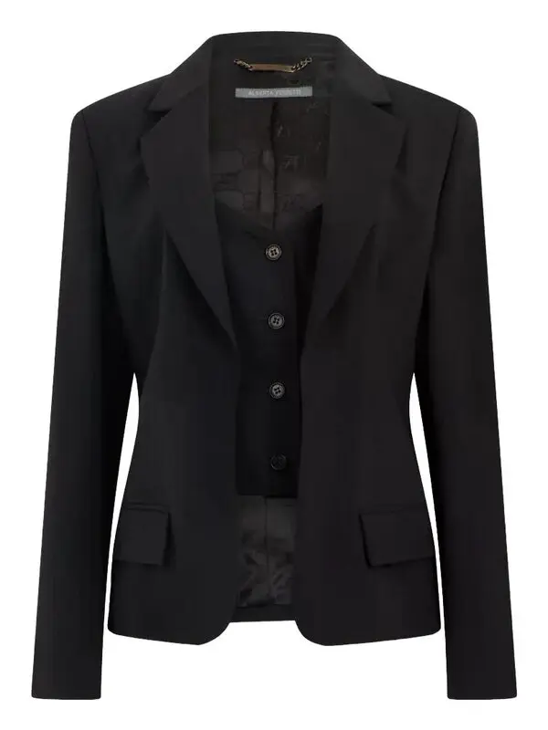 Alberta Ferretti Peak Lapel Layered Waistcoat Blazer - Black