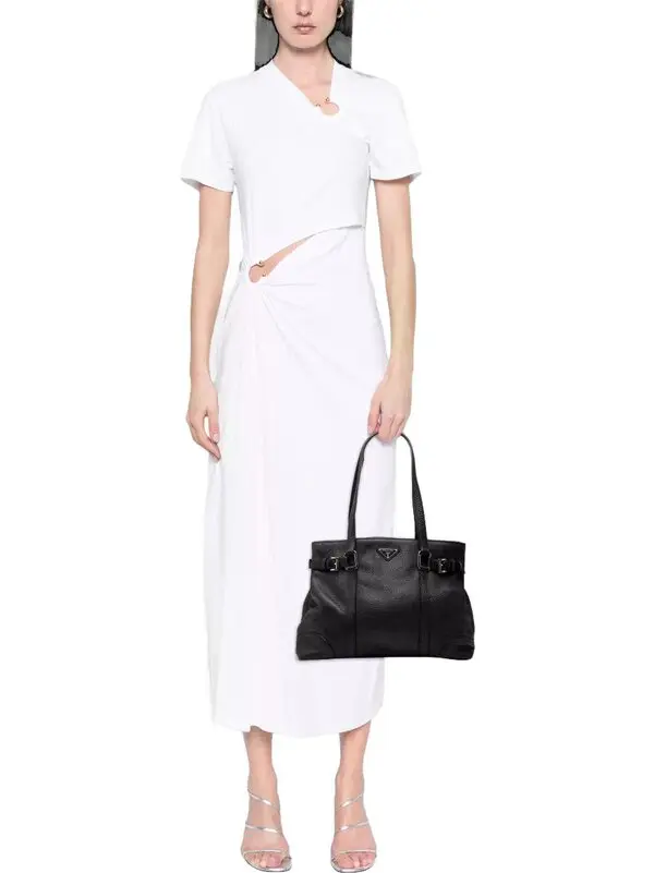 Prada Vitello Daino Buckle Tote Bag - Black
