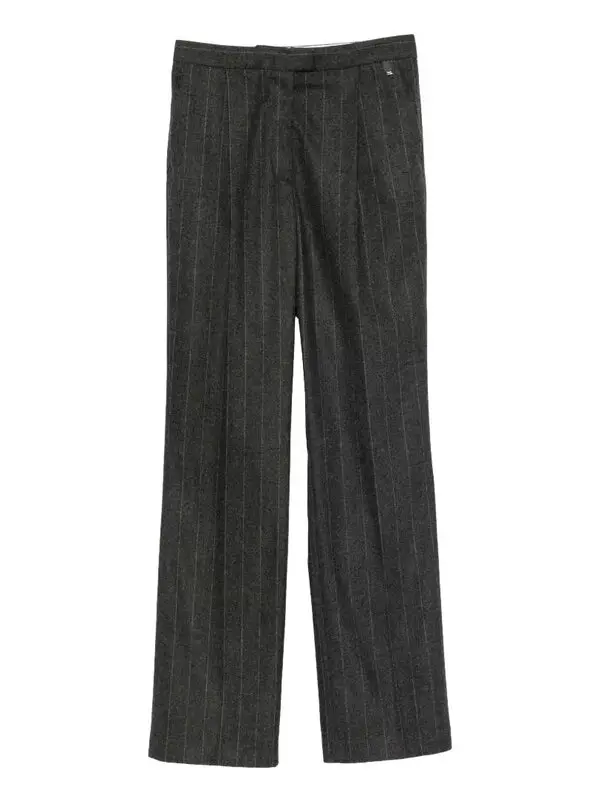 Herno Charcoal Pinstripe Pleated Tailored Trousers - Grey