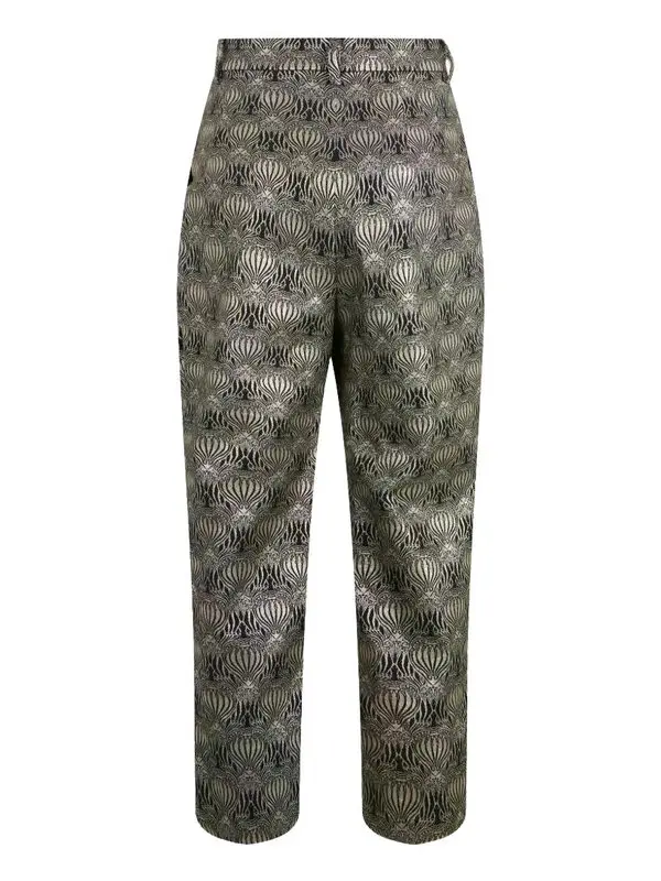 Alberta Ferretti Abstract Pattern Metallic Finish Trousers - Black