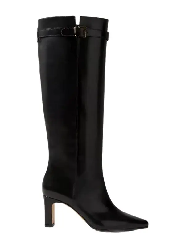 Claudie Pierlot Leather Buckle Detail Knee High Boots - Black