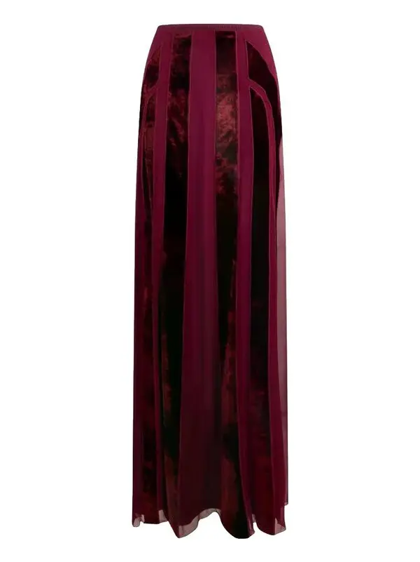 Alberta Ferretti Velvet Panelled Pleated Maxi Skirt - Red