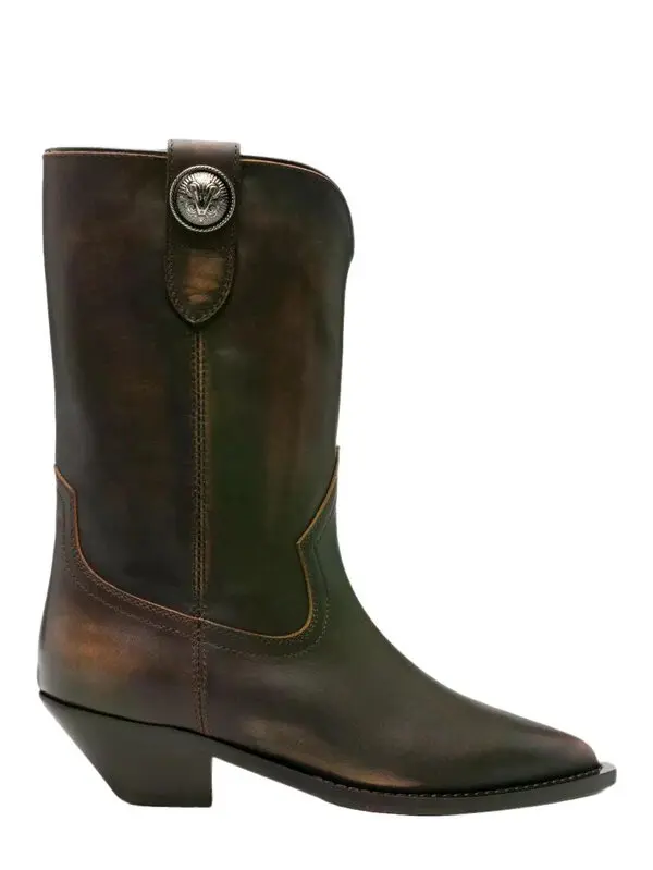 VIA ROMA 15 Western-style Pointed-toe Leather Boots - Brown