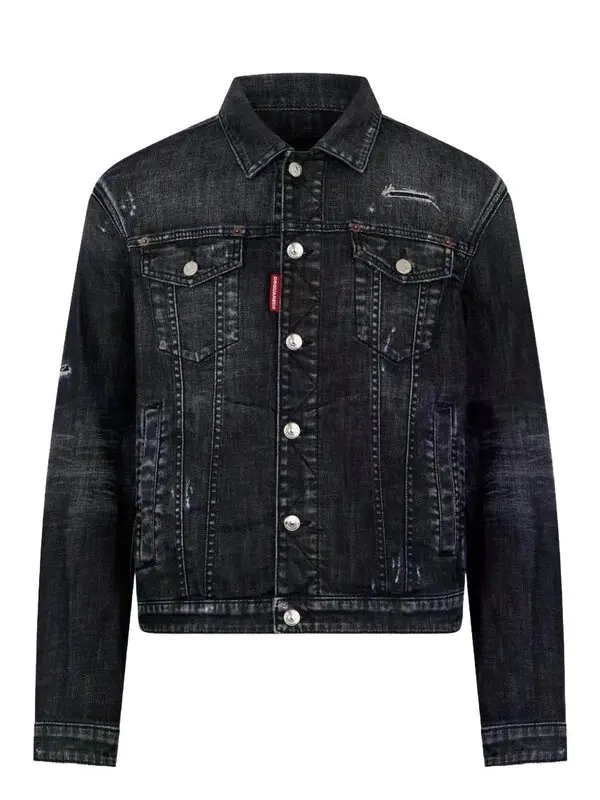 Dsquared2 Distressed Denim Trucker Jacket - Black