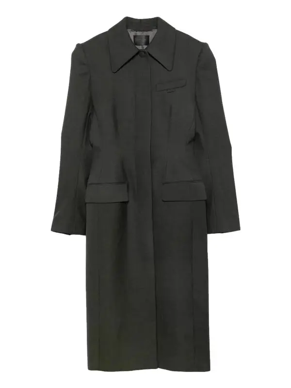 MUGLER Padded-shoulder Concealed-fastening Coat - Grey