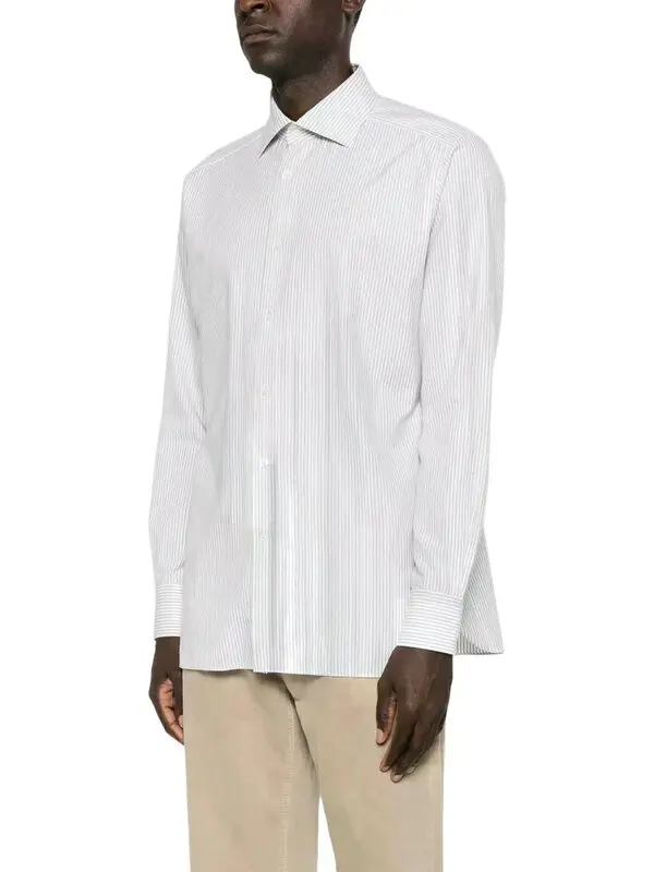 Zegna Vertical-stripe Long-sleeve Shirt - White