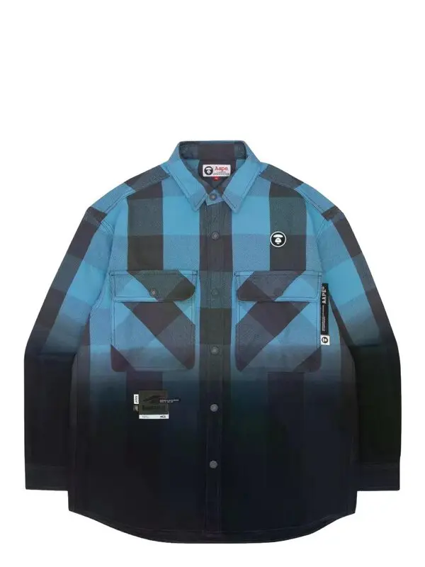AAPE BY *A BATHING APE Moonface Gradient Plaid Shirt - Blue