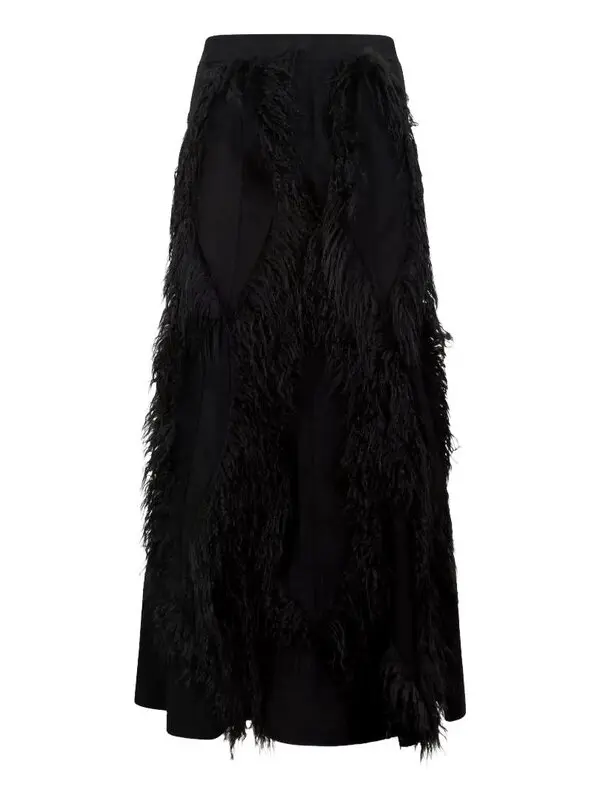 Alberta Ferretti Fringed Panelled Maxi Skirt - Black