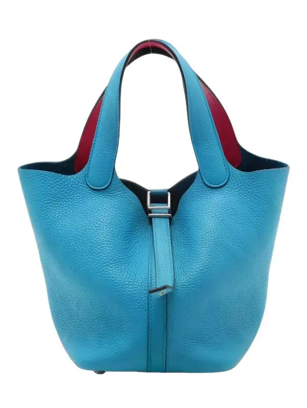 Hermès Clemence And Swift Picotin Lock 18 Eclat Handbag - Blue