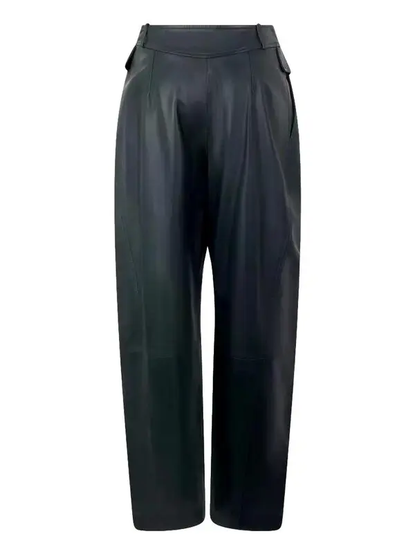 Alberta Ferretti High-waisted Pleated Leather Trousers - Green