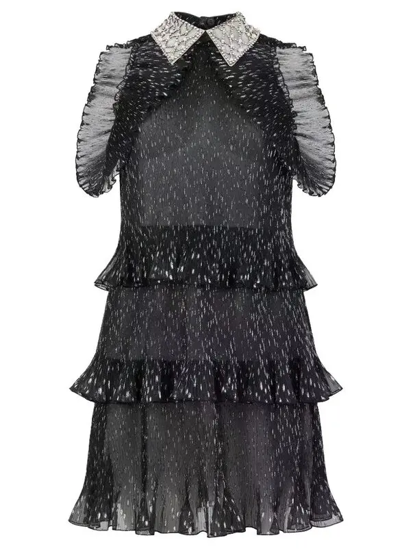 Alberta Ferretti Ruffled Tiered Mini Dress - Black