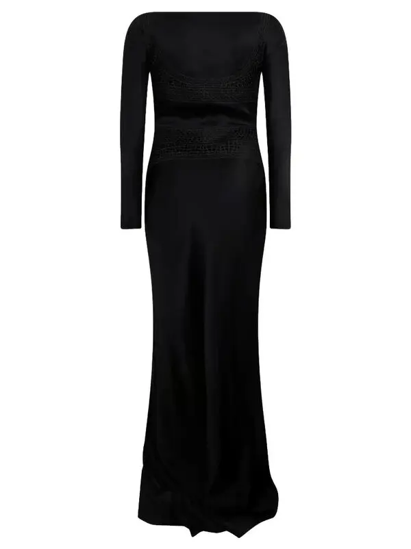 Alberta Ferretti Scoop Neck Long Sleeve Maxi Dress - Black