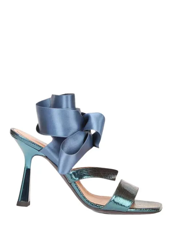 Alberta Ferretti Satin Bow Detail Heeled Sandals - Blue