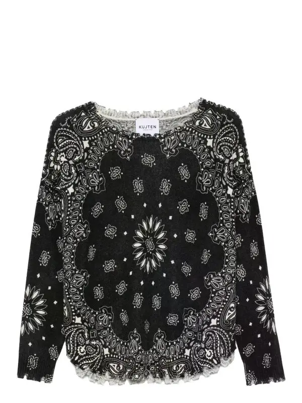 KUJTEN Bandana Print Sweater - Black