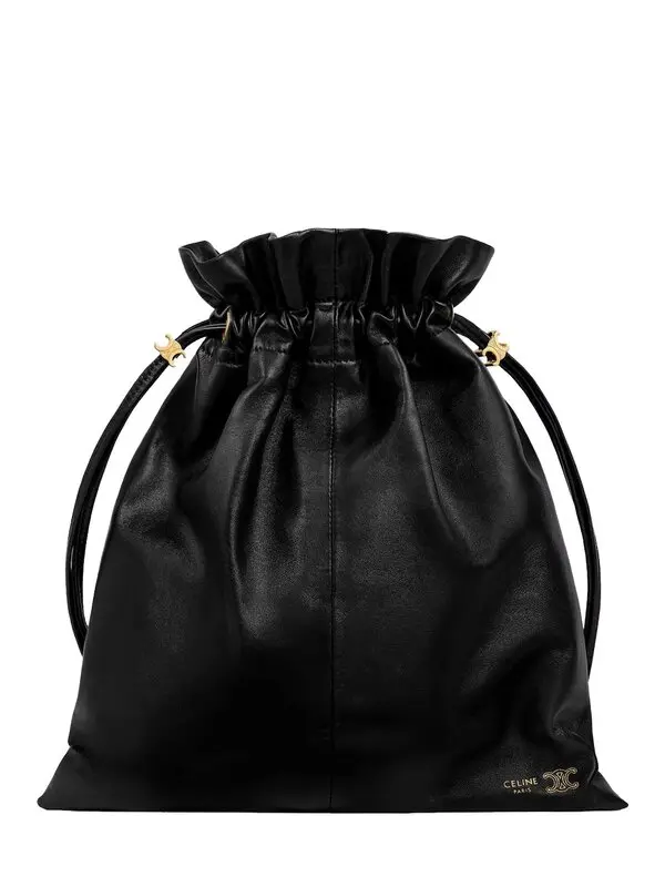 Celine Leather Crossbody Bag With Triomphe Logo - Black